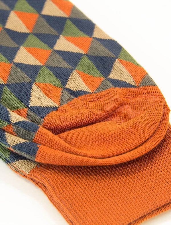 Rust Multi Triangles Organic Cotton Socks - 40 Colori