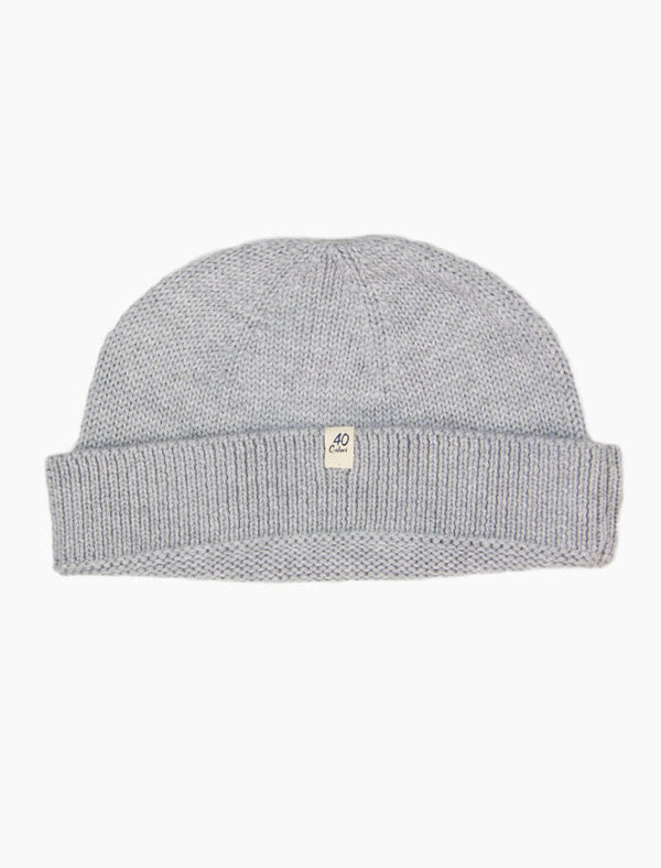 Light Grey Solid 100% Wool Fisherman Beanie - 40 Colori