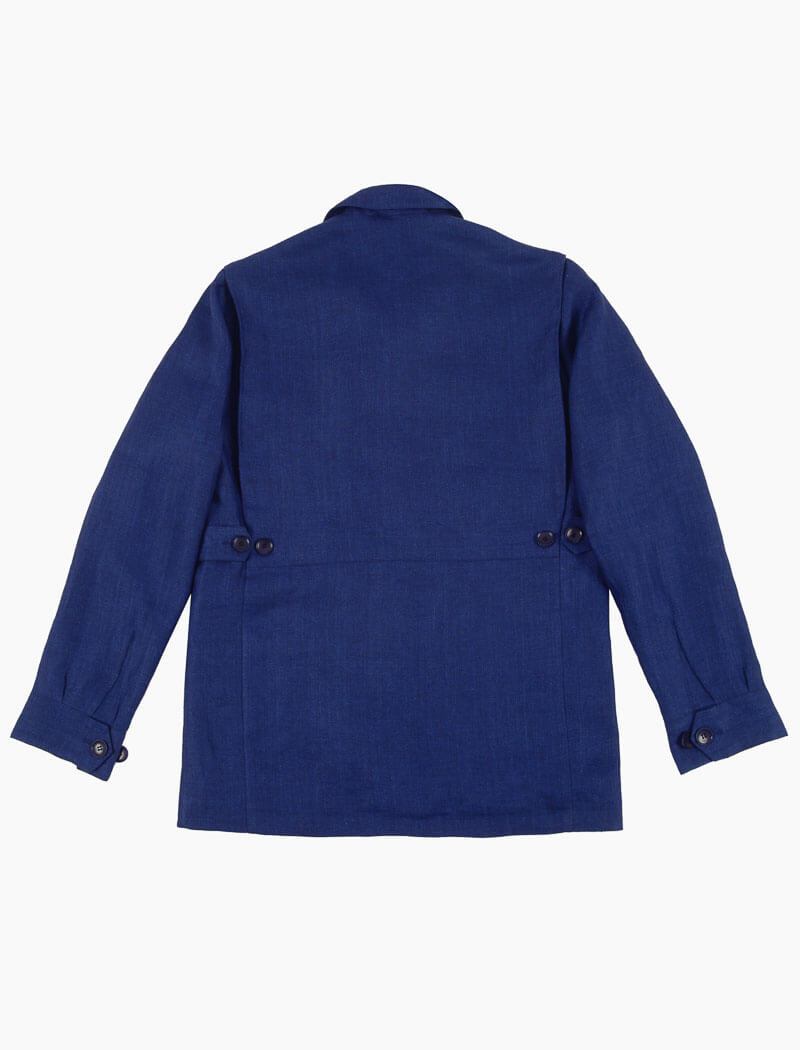 Men's Royal Blue Herringbone Linen Shacket - 40 Colori