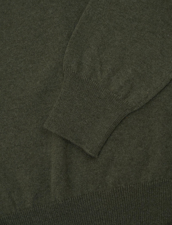 Men's Olive Green Crew Neck Cashmere Jumper - 40 Colori