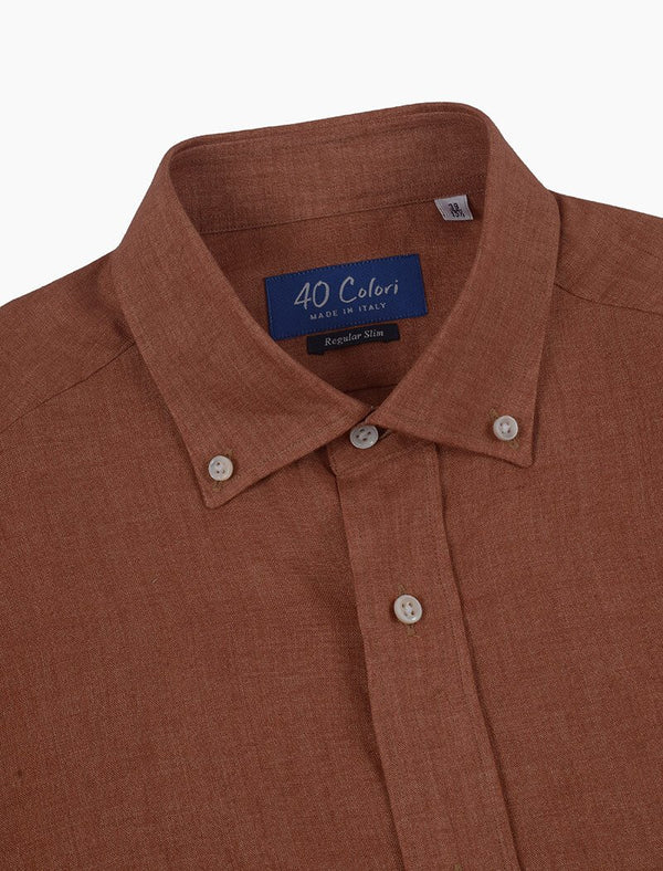Men's Rust Button Down 100% Linen Shirts - 40 Colori