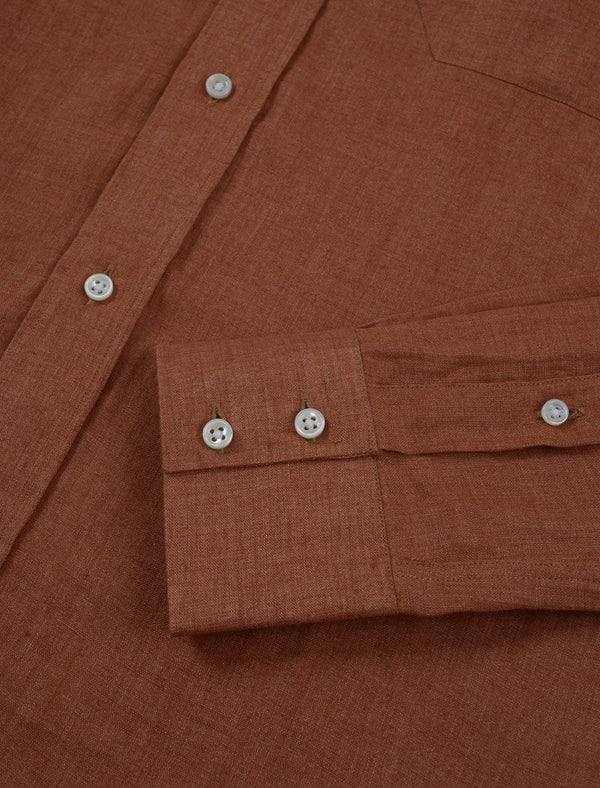 Men's Rust Button Down 100% Linen Shirts - 40 Colori