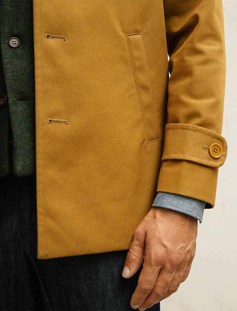 Mustard Waxed Cotton Overcoat - 40 Colori